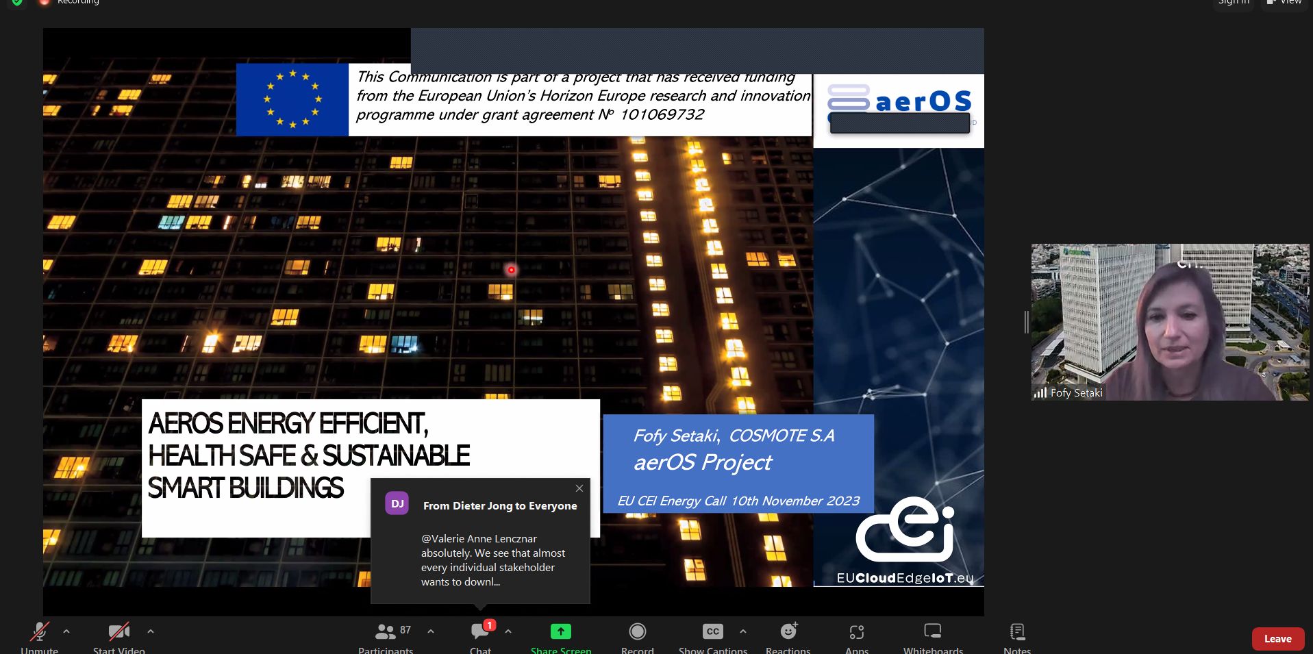 “Energy Efficient, Health Safe & Sustainable Smart Buildings” Presentation – aeros-project.eu